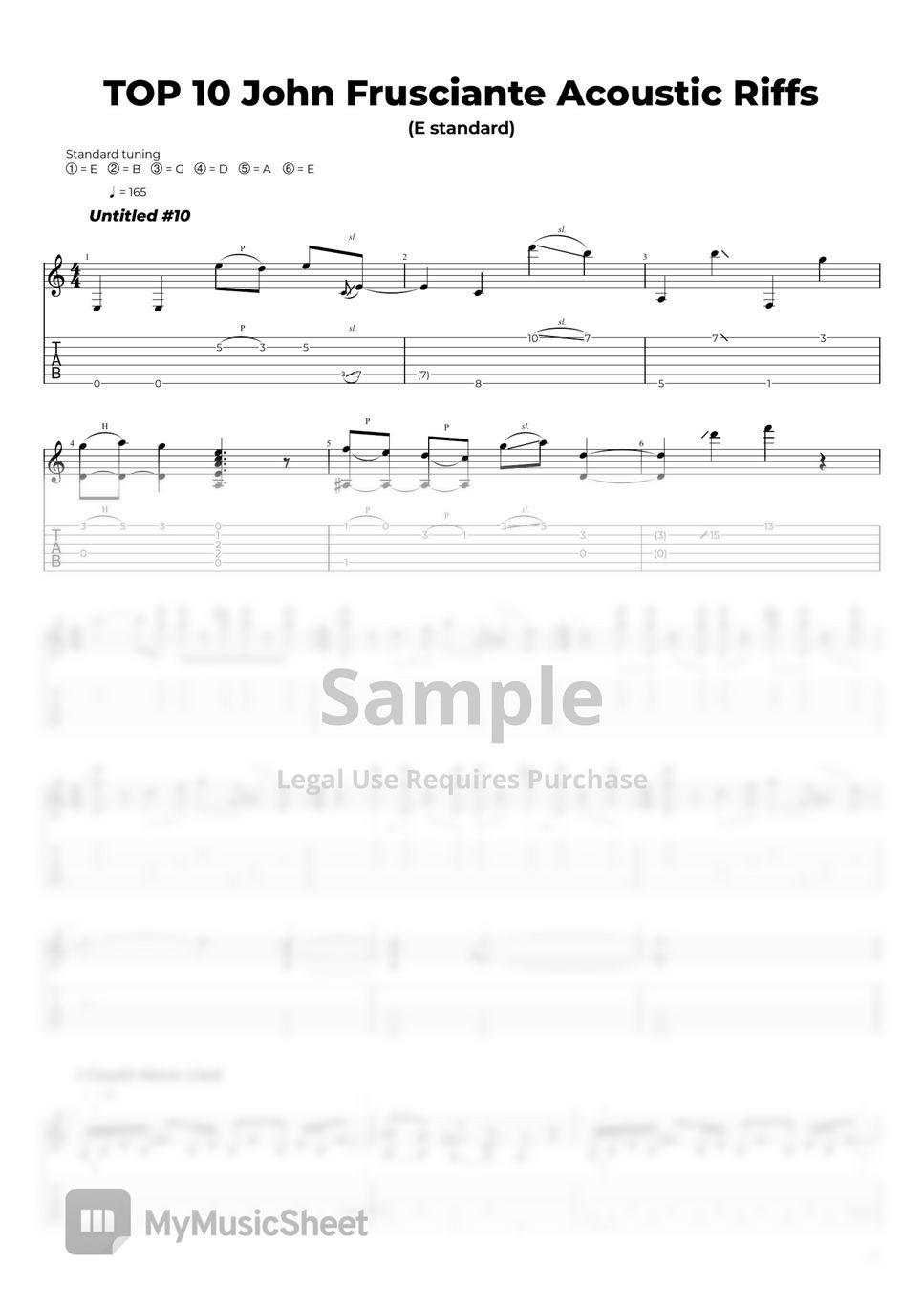 John Frusciante - TOP 10 John Frusciante Acoustic Riffs Sheets by ...