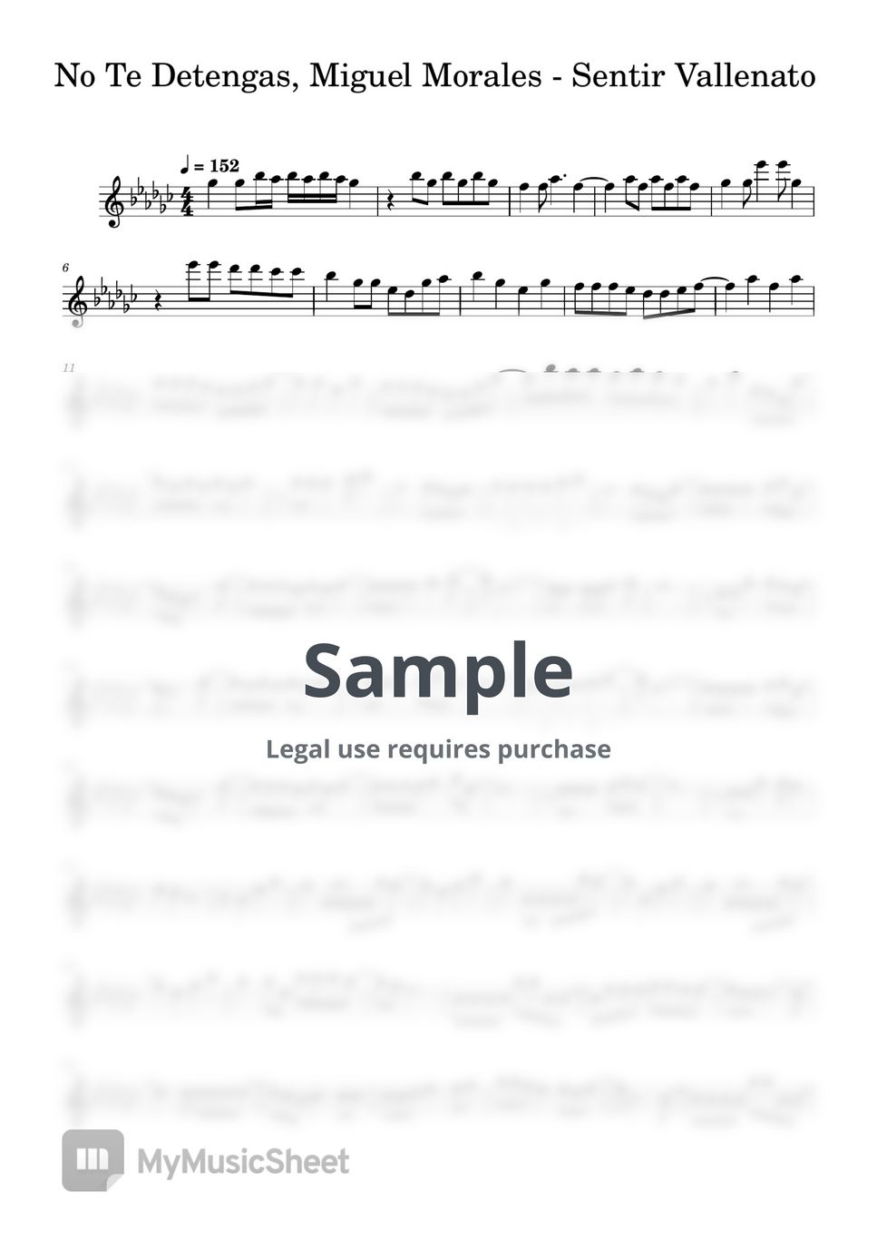 Miguel Morales - Sentir Vallenato - No Te Detengas 악보