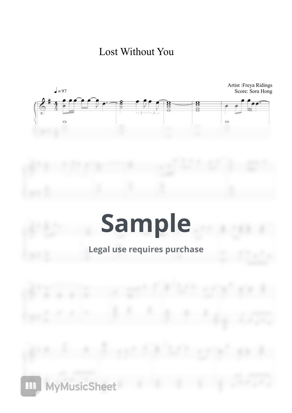 Freya Ridings - Lost Without You (GM,GbM) Sheet Music by sora Hong