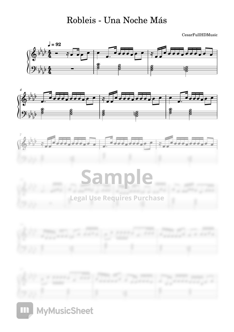 Robleis - Una Noche Más Sheet Music