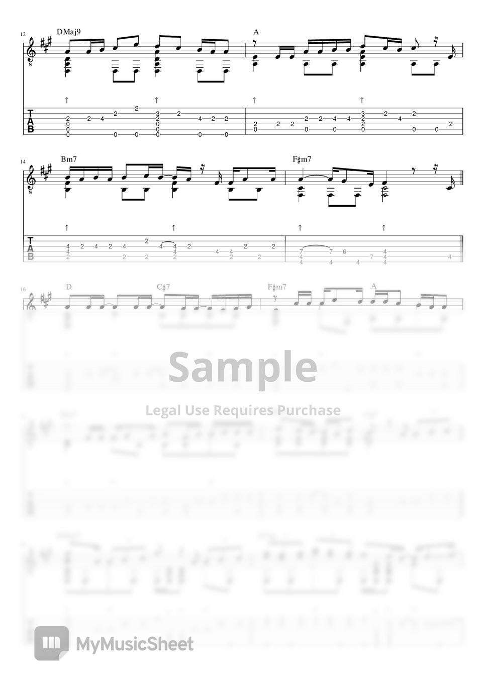 back number - Happy end (Solo guitar) Sheet Music by urotaro