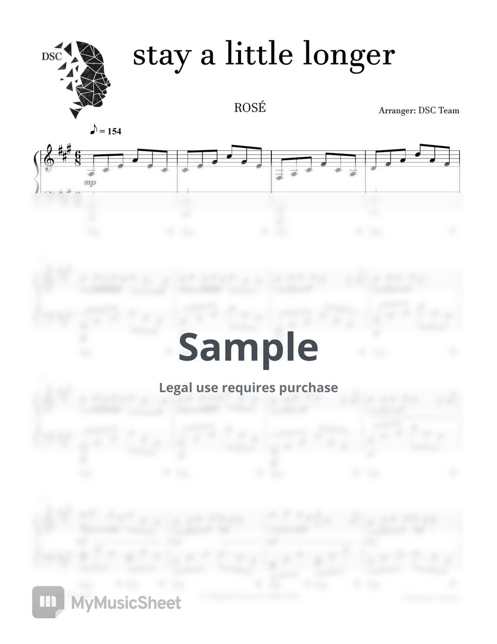 ROSÉ - stay a little longer 악보 by Digital Scores Collection