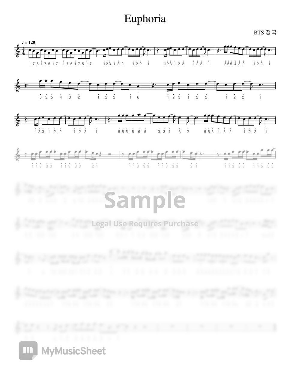 BTS - Euphoria 악보