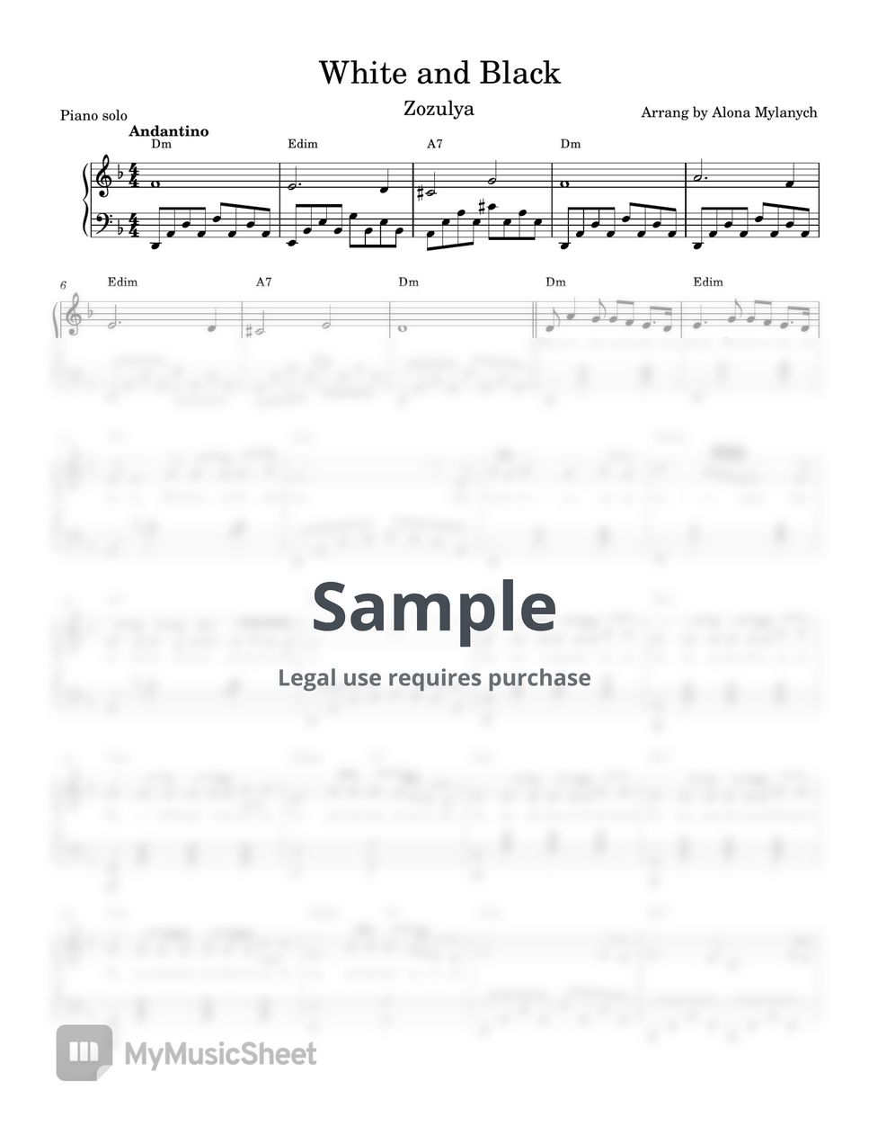 Zozulya - Black and White 악보 by Alona Mylanych