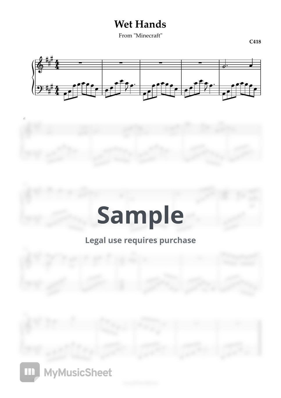 C418 - Wet Hands (From „Minecraft“) Sheet Music by LucasPianoRoom