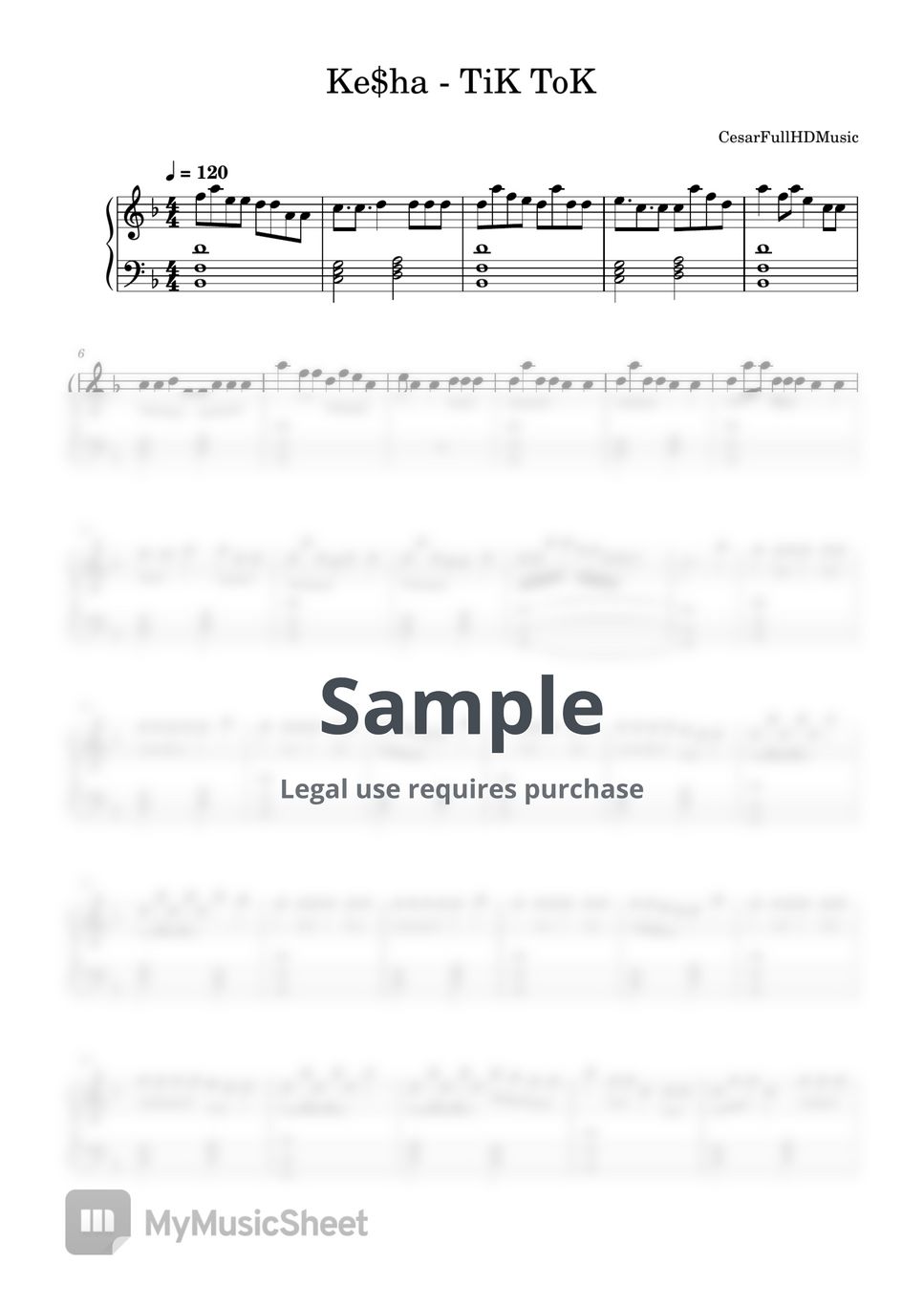 Ke$ha - TiK ToK Sheets