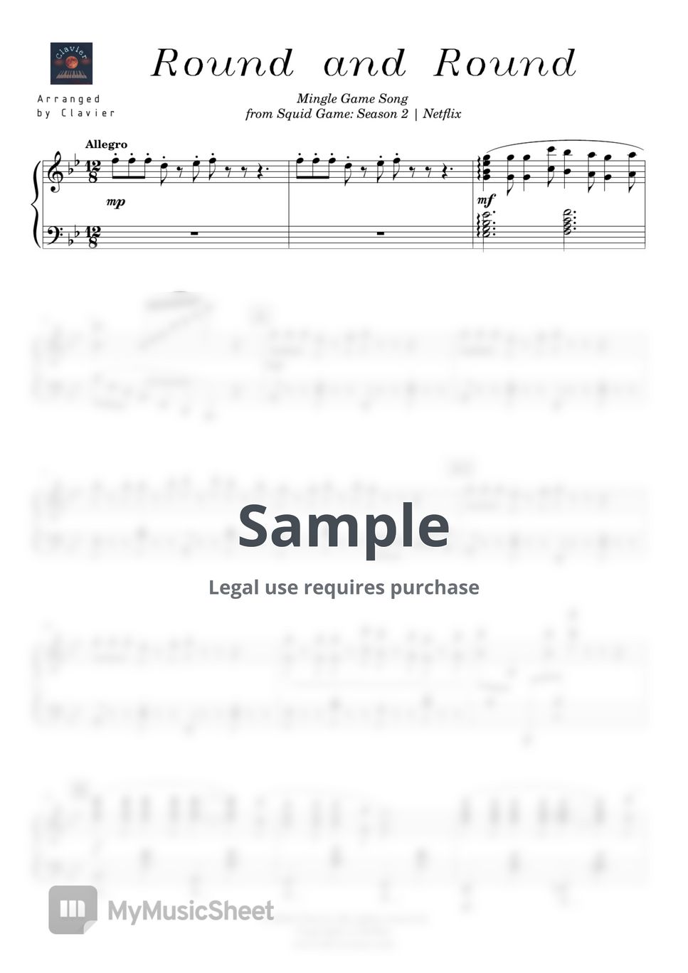 Squid Game - Squid Game 2 - Mingle game song "Round and Round" Sheet Music by Clavier