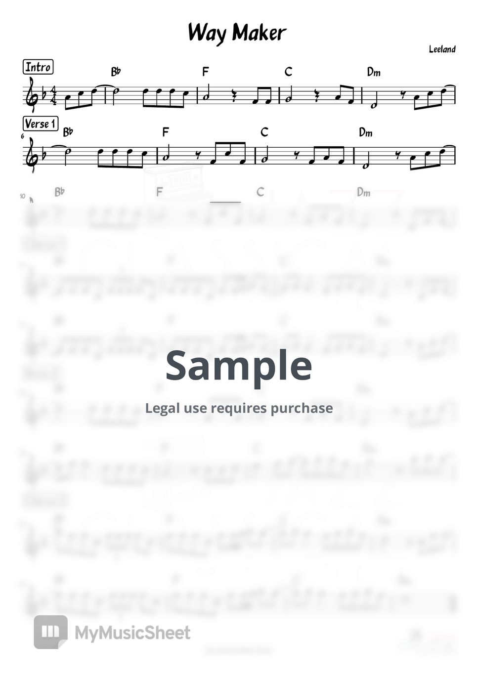 Leeland - Way Maker Sheet Music by Jazz Classical Music Studio