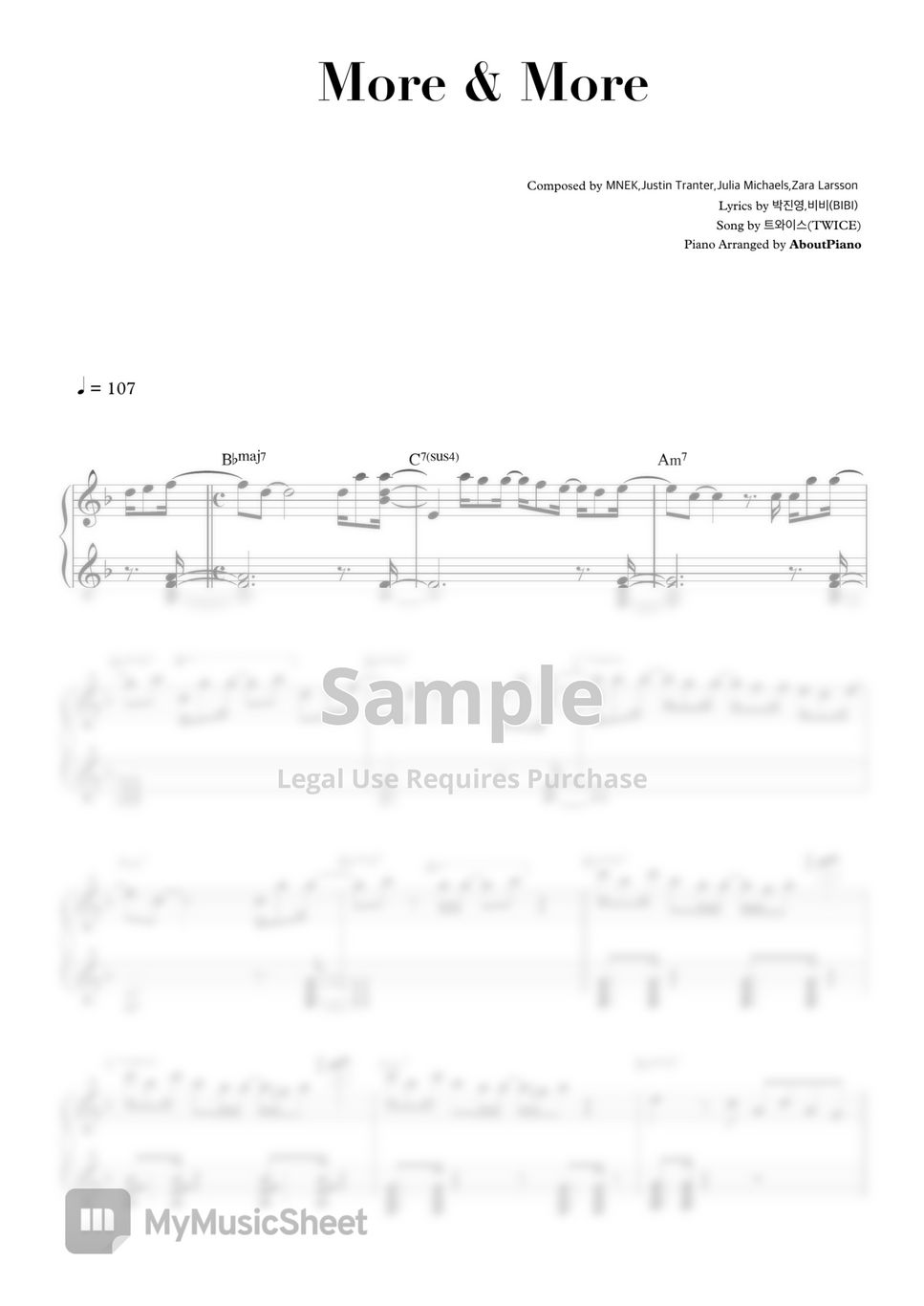 트와이스(TWICE) - More & More Sheets by 247 Kpop Piano