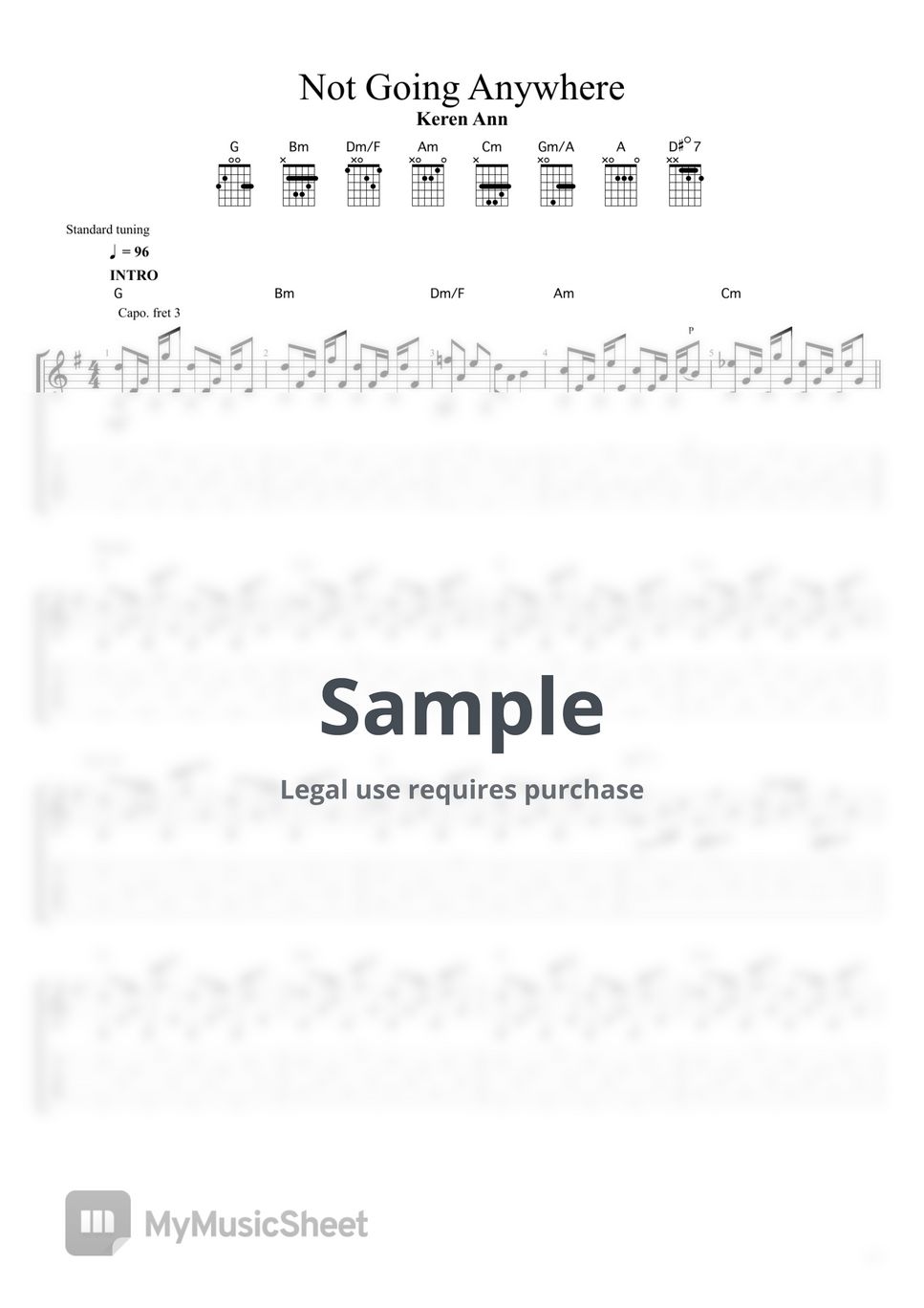 Keren Ann - Not Going Anywhere Sheets by 봉기타