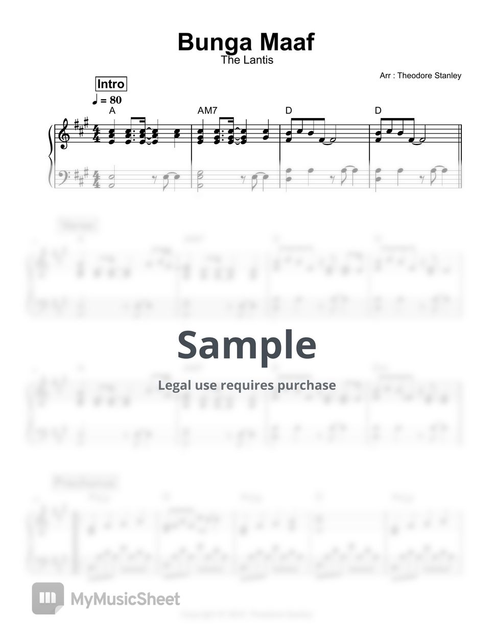 The Lantis - Bunga Maaf Sheet Music by Theodore Stanley