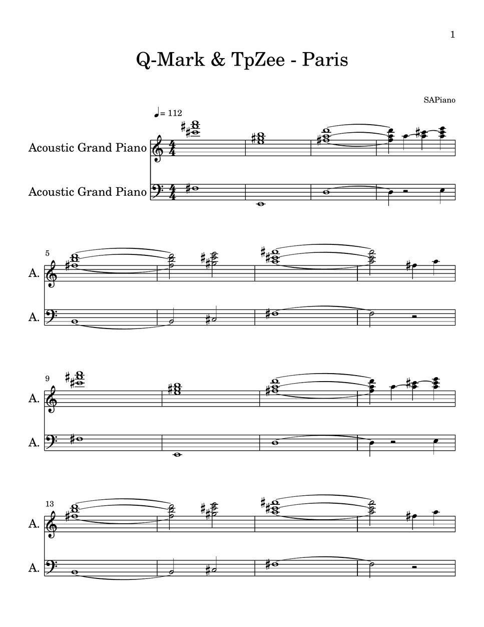 Q-Mark & TpZee - Paris (PIANO SHEET) Sheets by SA Piano