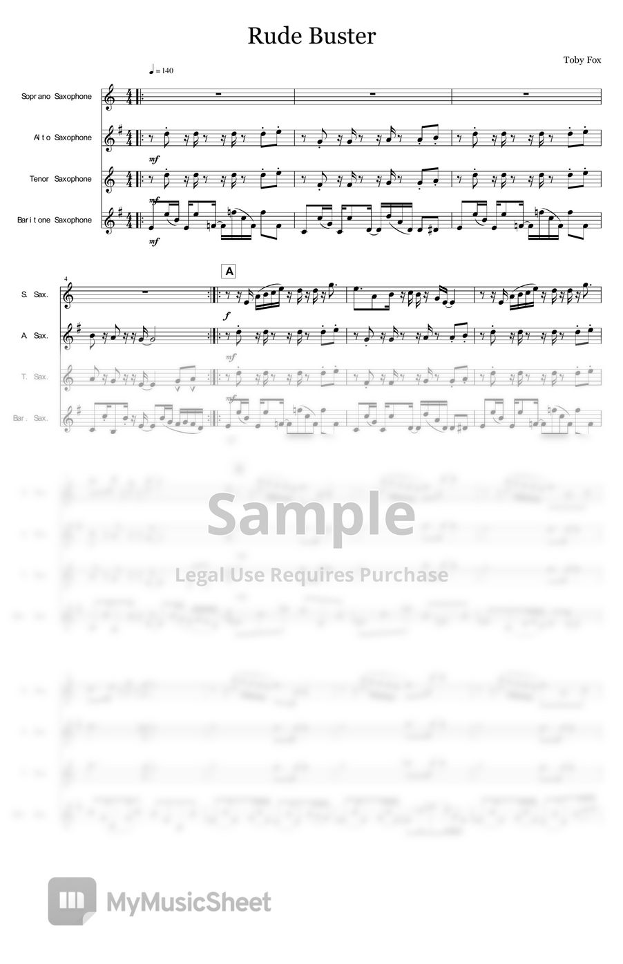 DELTARUNE - Rude Buster (Sax Quartet) TAB by muta-sax