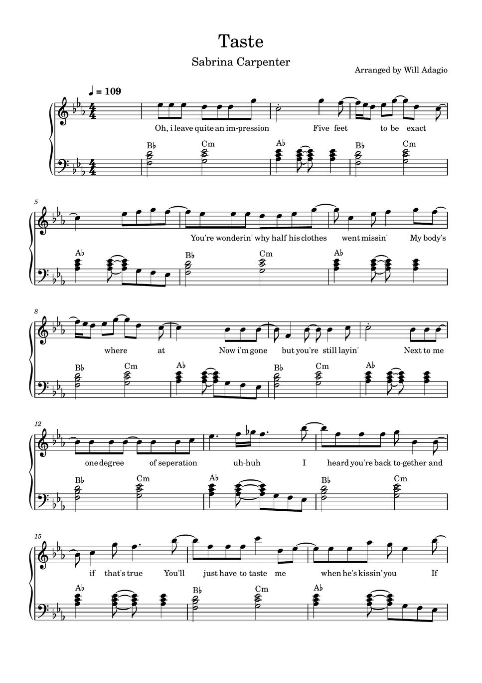 Sabrina Carpenter - Taste Sheets by Will Adagio