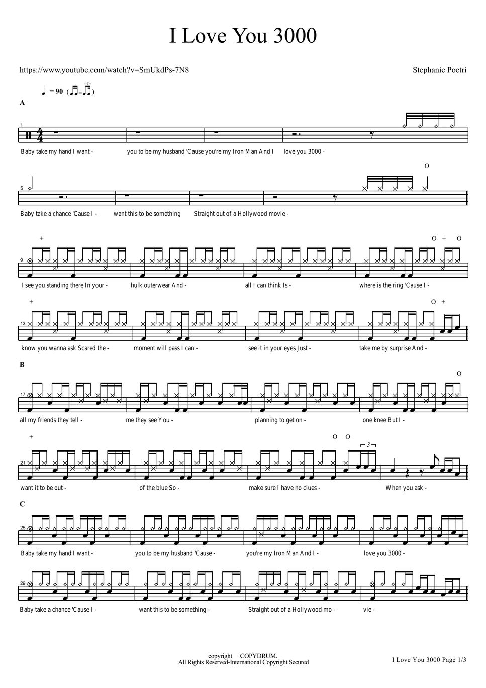 Stephanie Poetri - I Love You 3000 Sheet by COPYDRUM