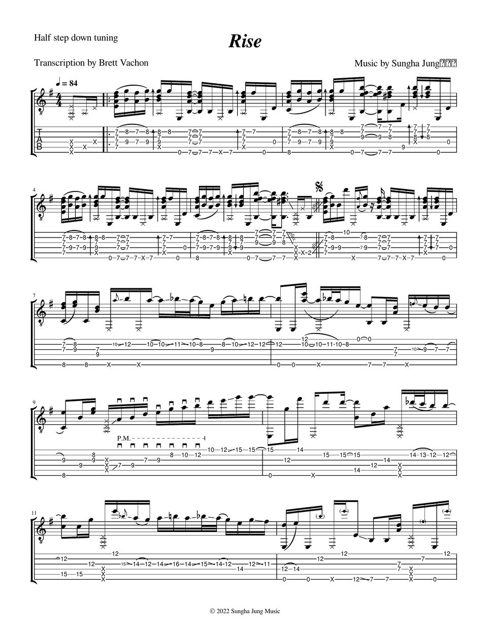 Sungha Jung - Rise Tab + lembaran musik pertama by Brett Vachon