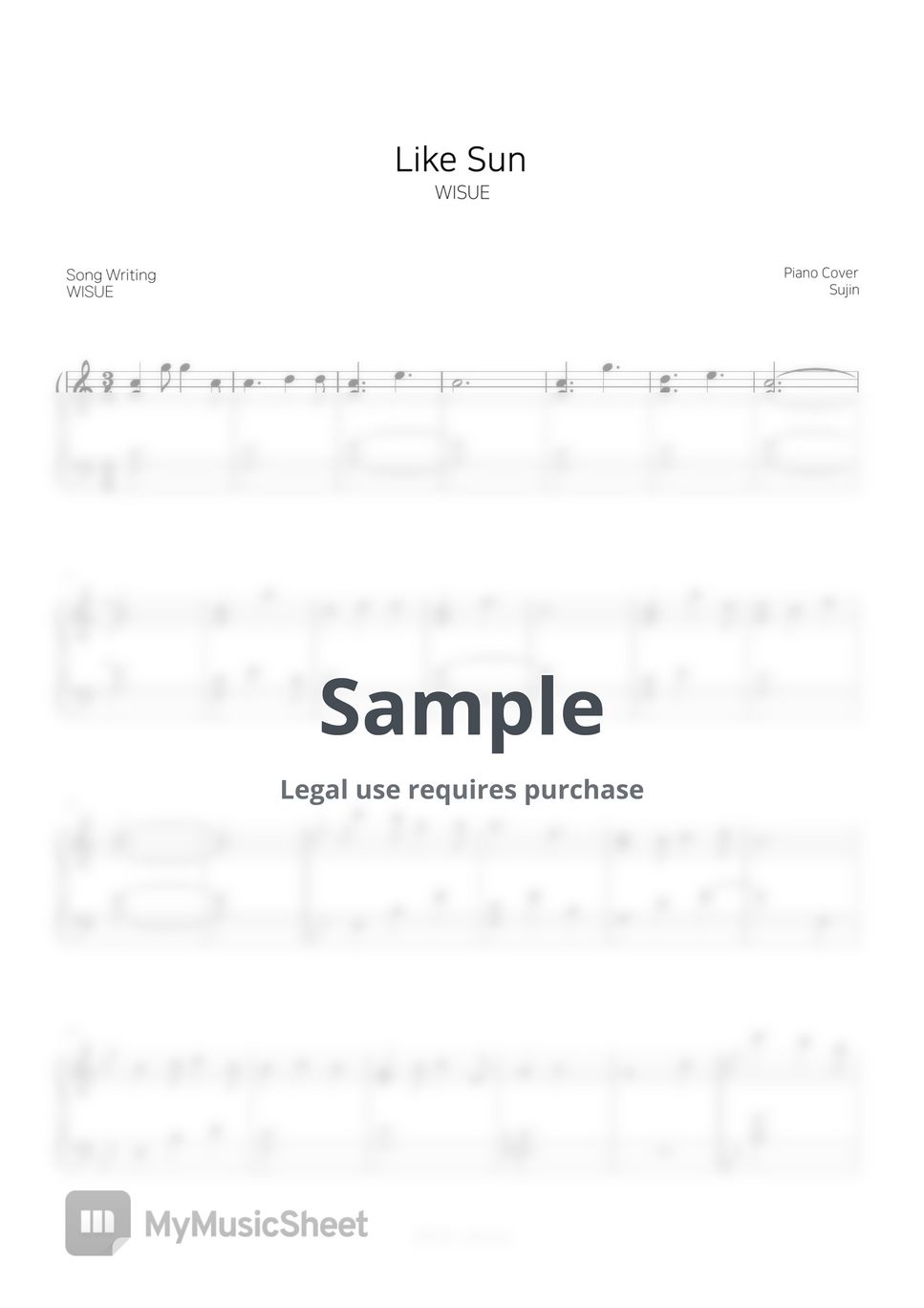 WISUE - Like Sun Sheet Music by Sujin