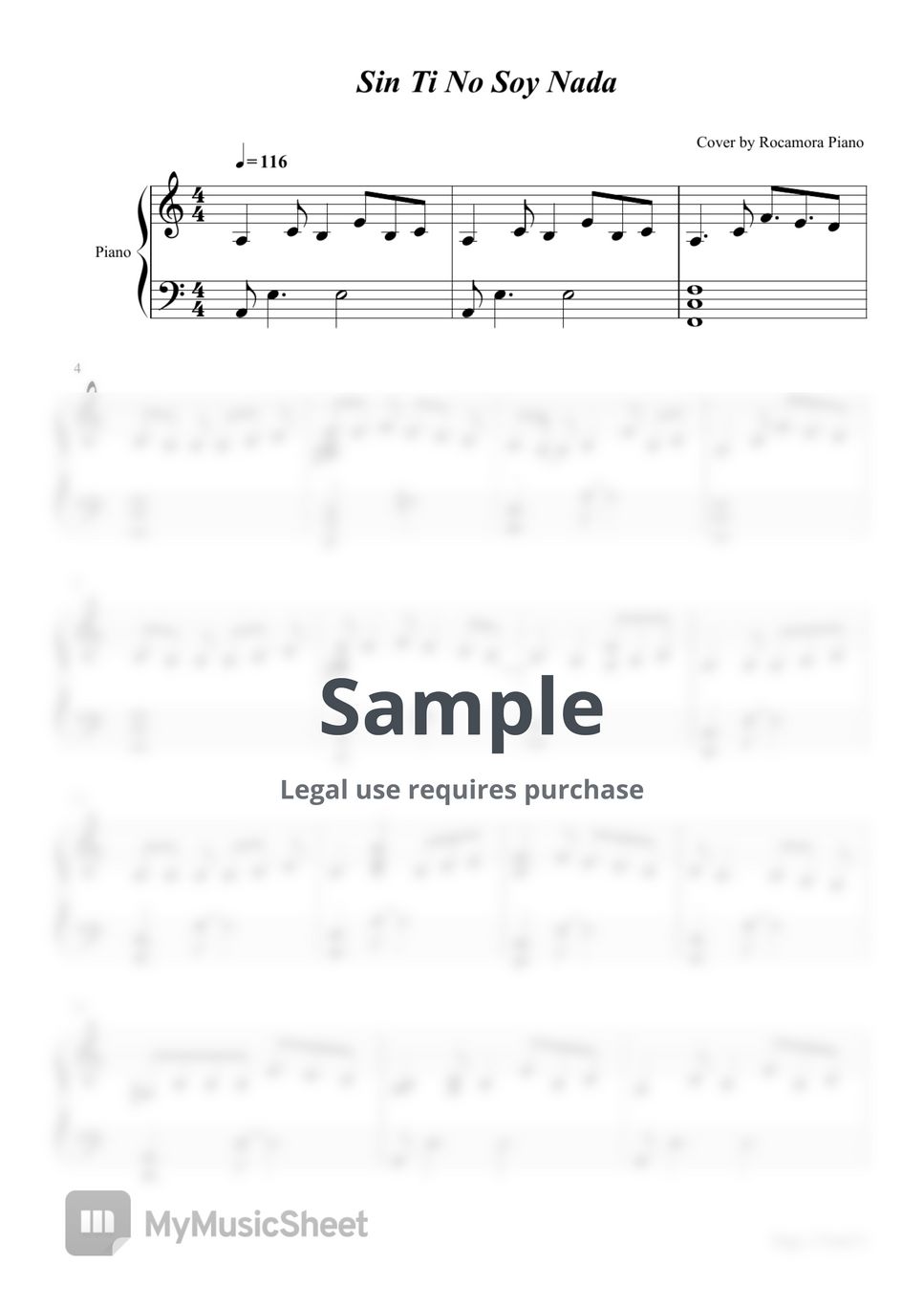 Amaral - Sin Ti No Soy Nada (Amaral) Sheet Music by dogemusic