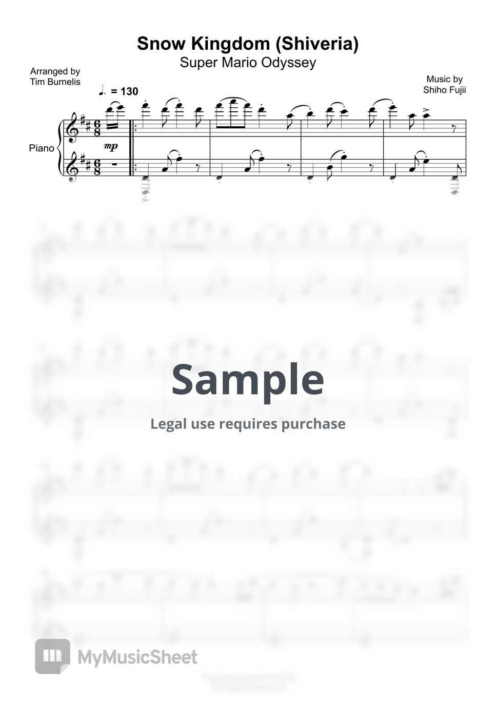 Super Mario Odyssey - Snow Kingdom (Shiveria) Sheet Music by Tim Burnelis