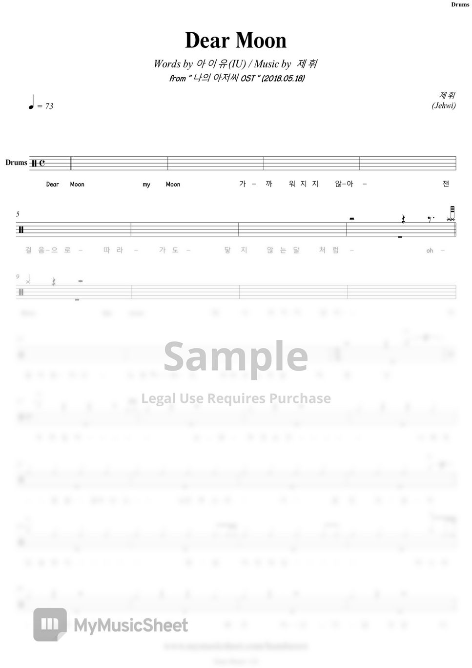 Jehwi - Dear Moon (My Mister OST) | Drums Partitur