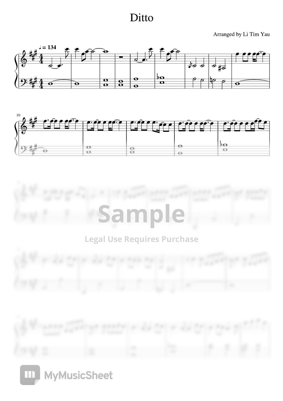 NewJeans (뉴진스) - Ditto (Piano Cover) Sheets by Li Tim Yau