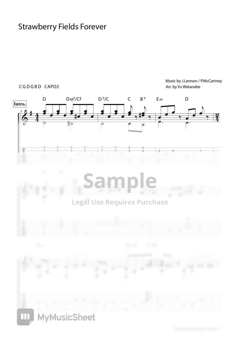 The Beatles - Strawberry Fields Forever Sheet Music by Yu Watanabe/わたなべゆう