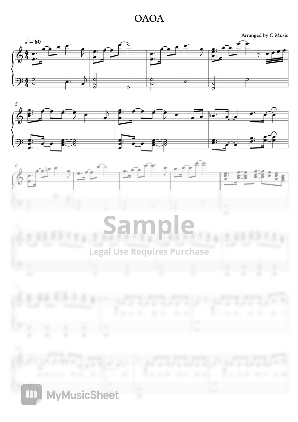 Mayday 五月天 - OAOA 악보 by C Music