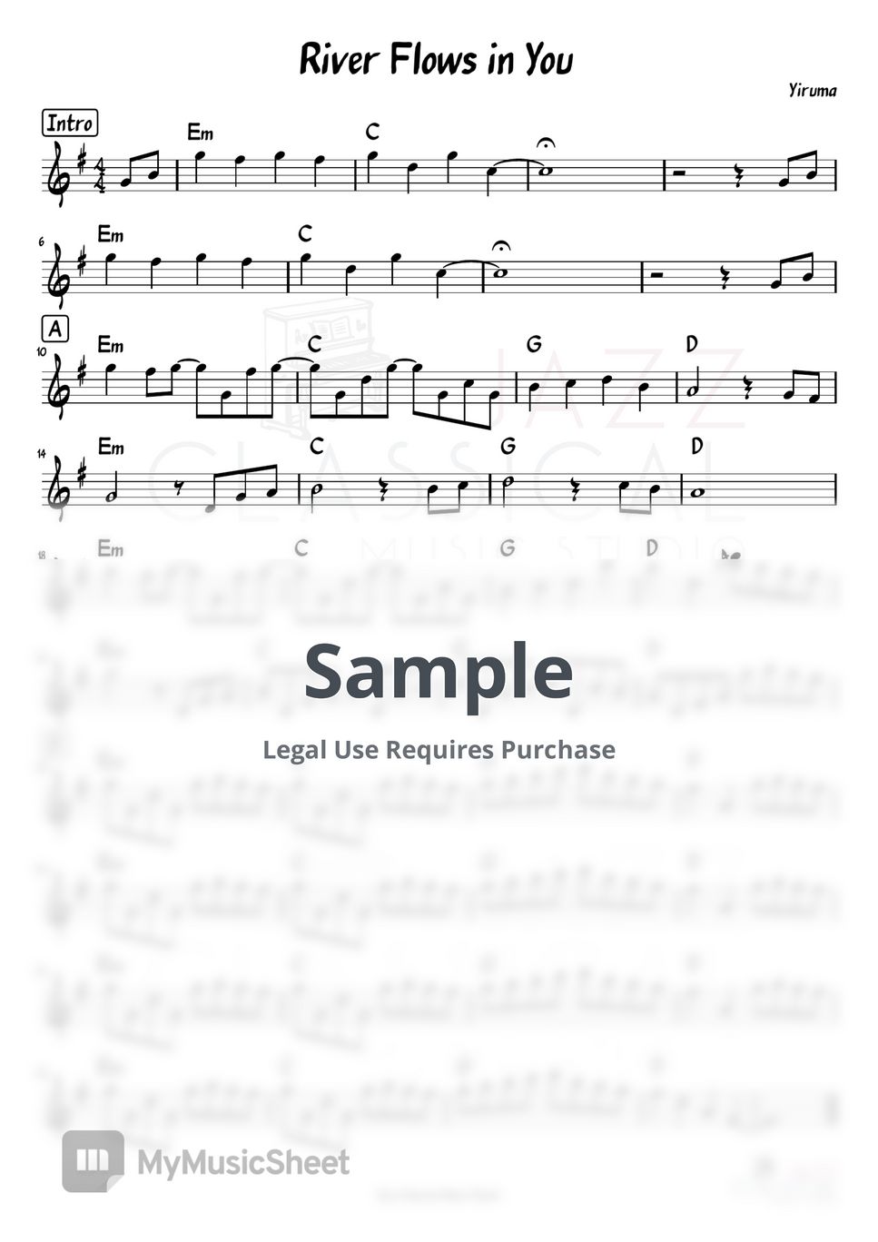 Lee Ru-ma - River Flows In You Sheet Music by Jazz Classical Music Studio