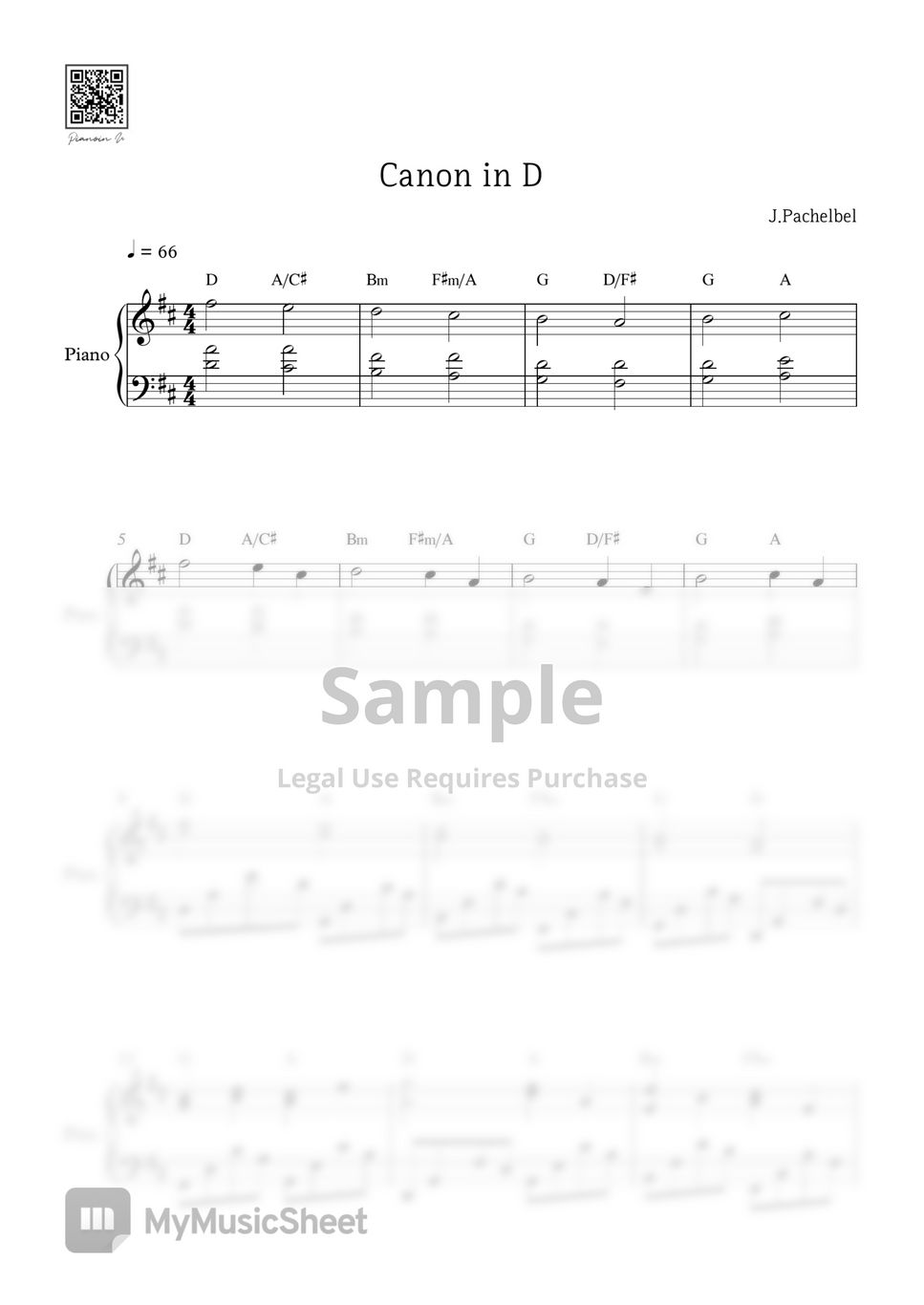 J.Pachelbel - Canon in D(캐논변주곡) 악보 by PIANOiNU