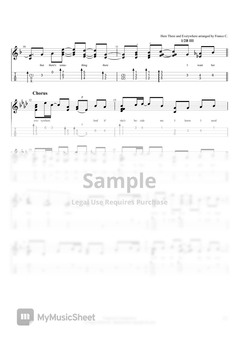 The Beatles - Here, There and Everywhere TAB+1 Staff by Franco C.