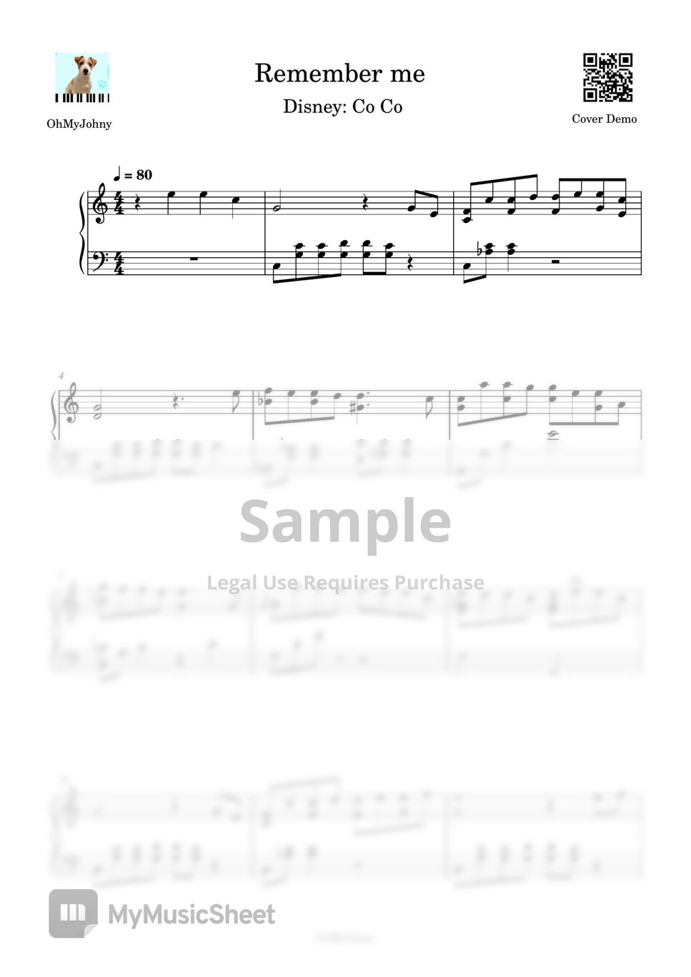 Disney: CoCo - Remember me (Piano) Sheets by OhMyJohny