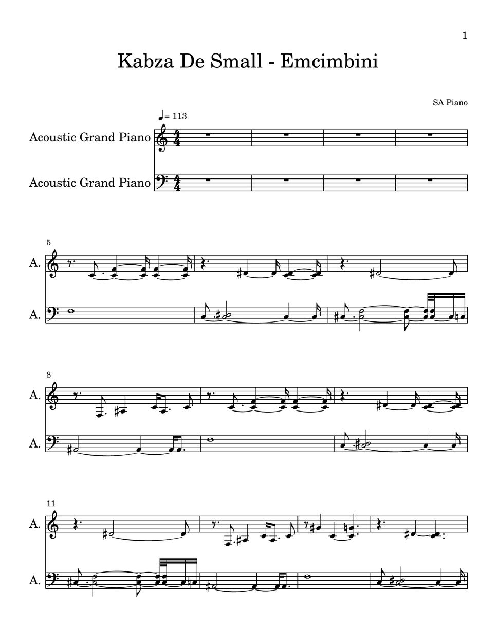 Kabza De Small - Emcimbini (PIANO SHEET) 악보 by SA Piano