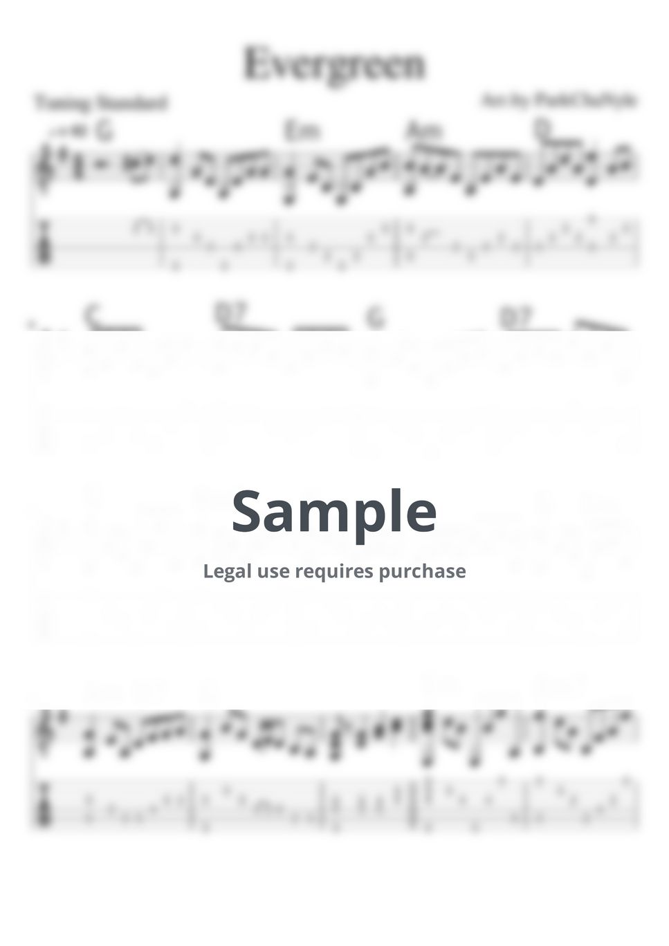 Susan Jacks - Evergreen (Fingerstyle) Tab + 1staff by Park ChaNyle