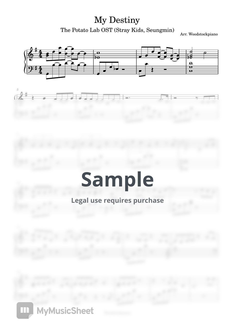 Stray Kids, Seungmin - My Destiny (The Potato Lab OST) Sheet Music by ...