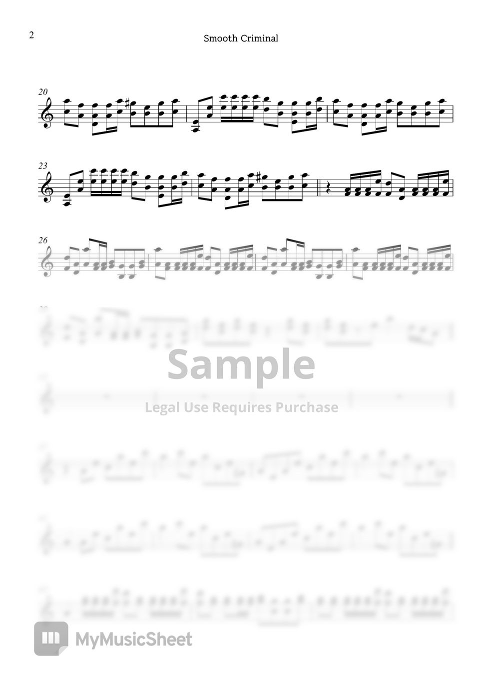 Michael Jackson - Smooth Criminal (David Garrett ver.) 악보 by Seyoung