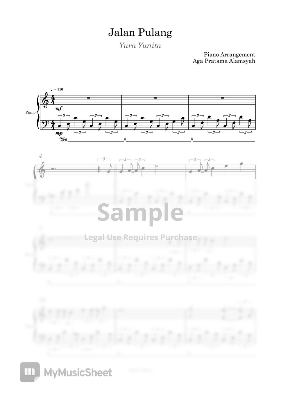 Yura Yunita - Jalan Pulang (Piano Solo) Sheet Music by Aga Pratama Alamsyah