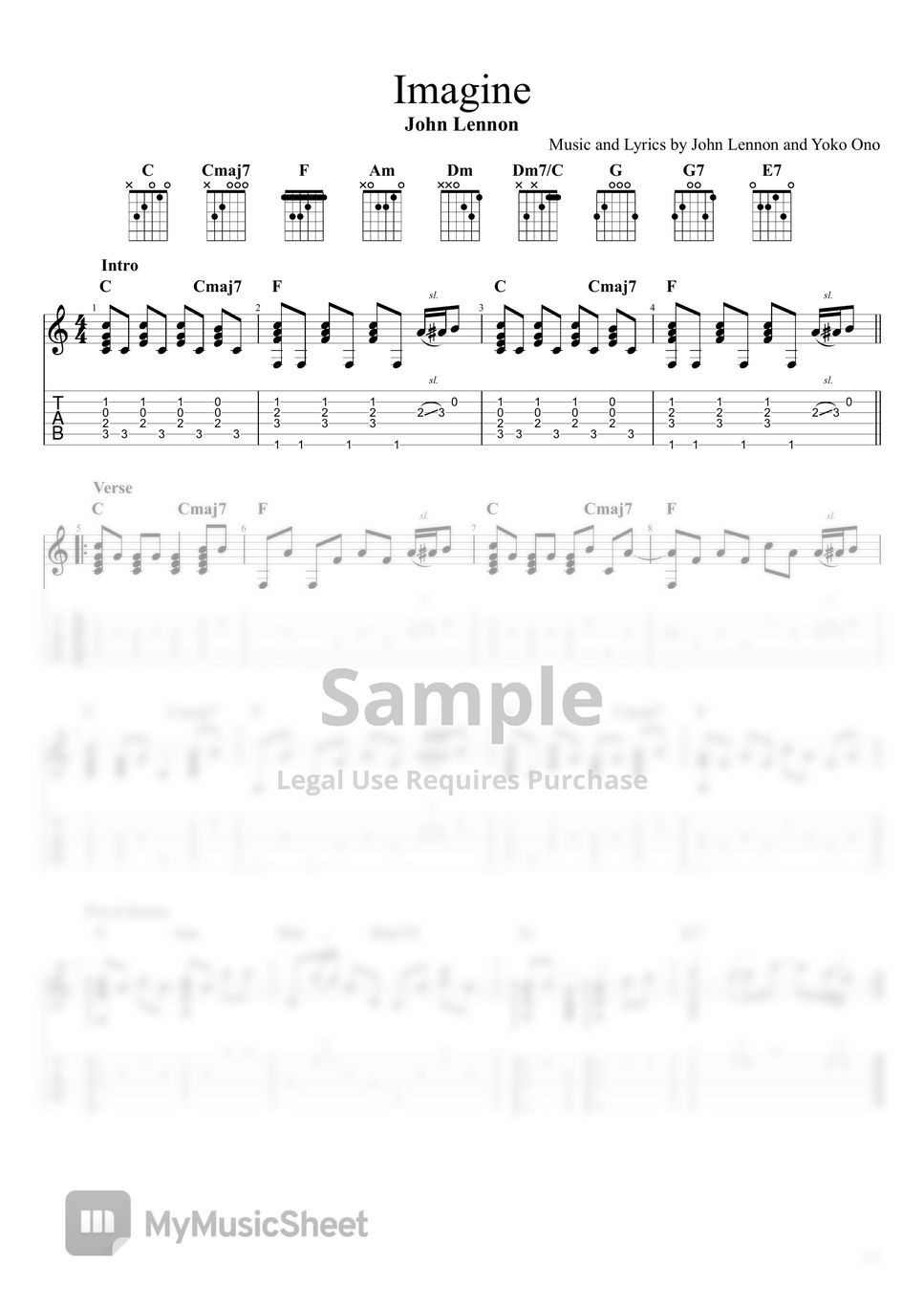 John Lennon - Imagine (Fingerstyle arrangement) 악보 by Eugene Chernov