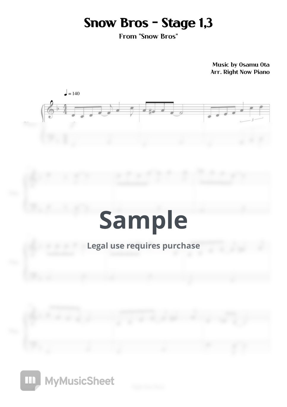 Snow Bros - Snow Bros - Stage 1,3 악보 by Right Now Piano
