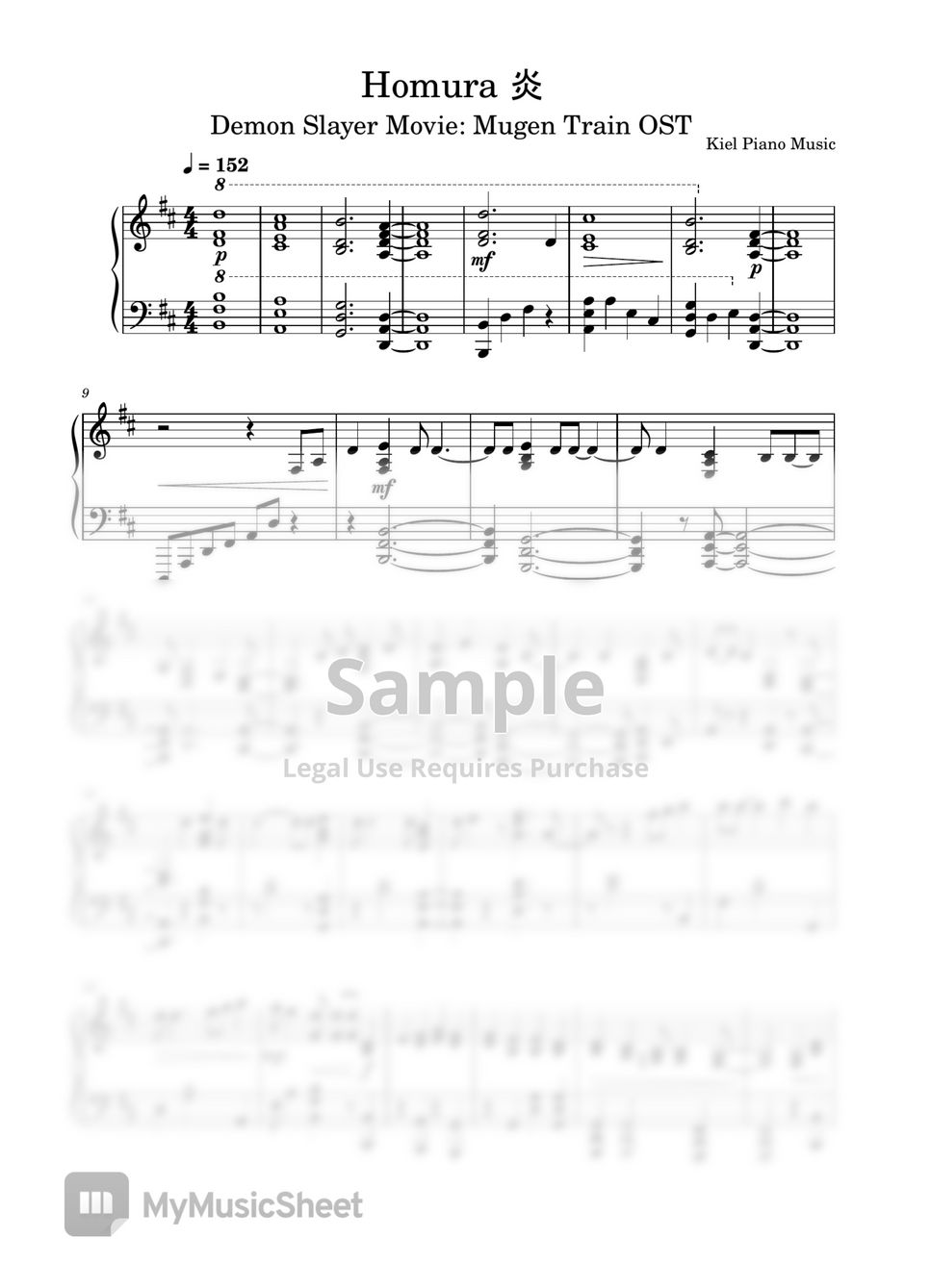 LiSA - Homura - Demon Slayer Movie ED (Piano Cover) Sheets by Kiel ...