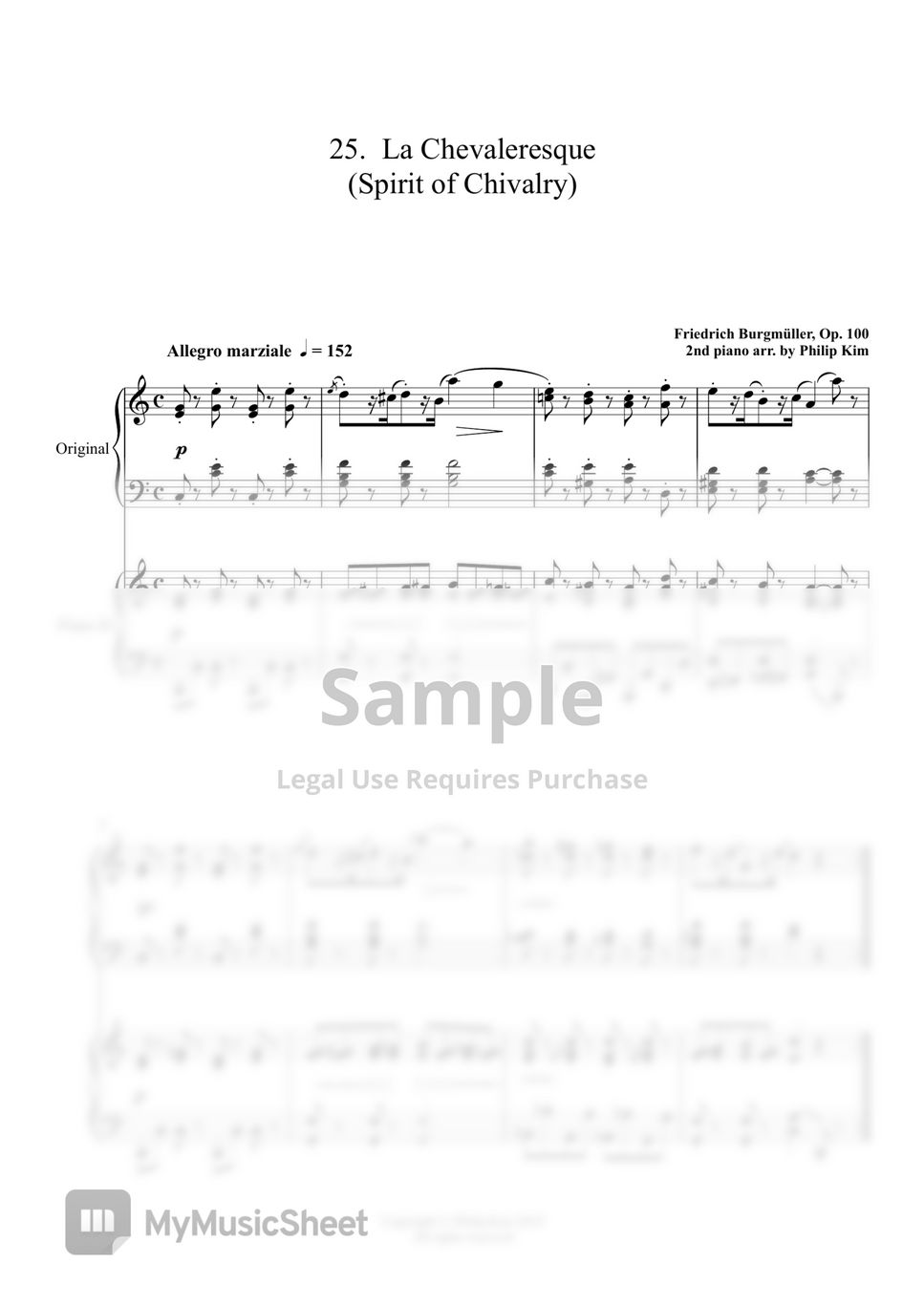Friedrich Burgmüller - 25. La Chevaleresque (Spirit of Chivalry) Sheet ...