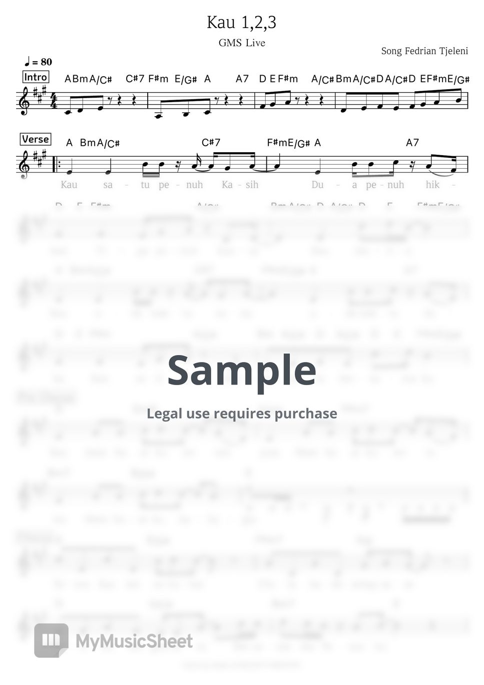 GMS Live - Kau 1,2,3 (Lead Sheet) Sheets by GMS Live