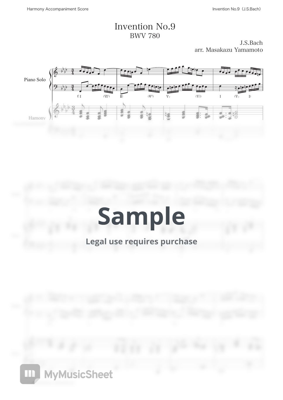 J.S.Bach - Bach: Invention No.9 in F minor BWV 780 – with Harmony ...