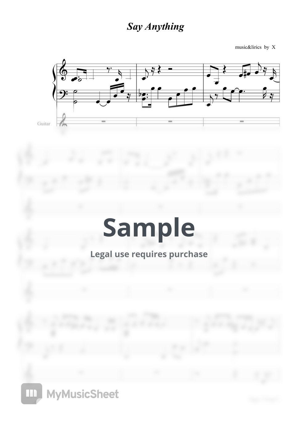 X-JAPAN - Say Anything (X-JAPAN-教学曲) Sheet Music by Yilun