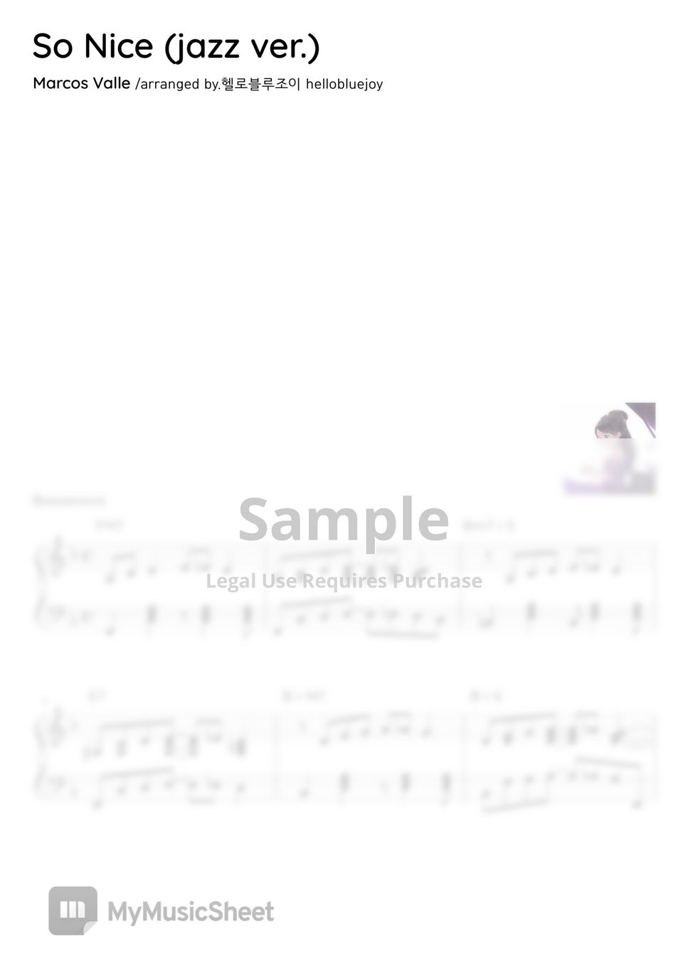 Marcos Valle - Summer Samba(So Nice) (jazz solo ver.) 악보 by 헬로블루조이