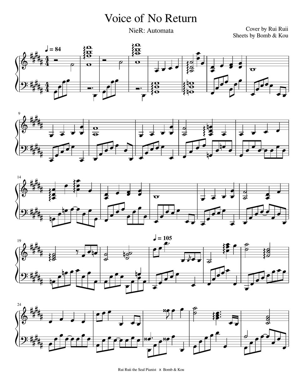 NieR: Automata - Voice of No Return (Rui Ruii) Sheets by Rui Ruii