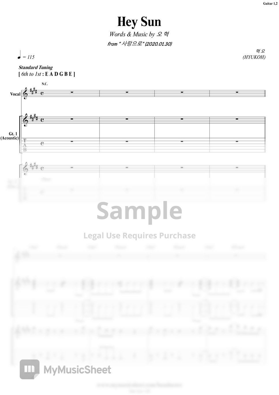 HYUKOH - Hey Sun | Guitar Sheet Music