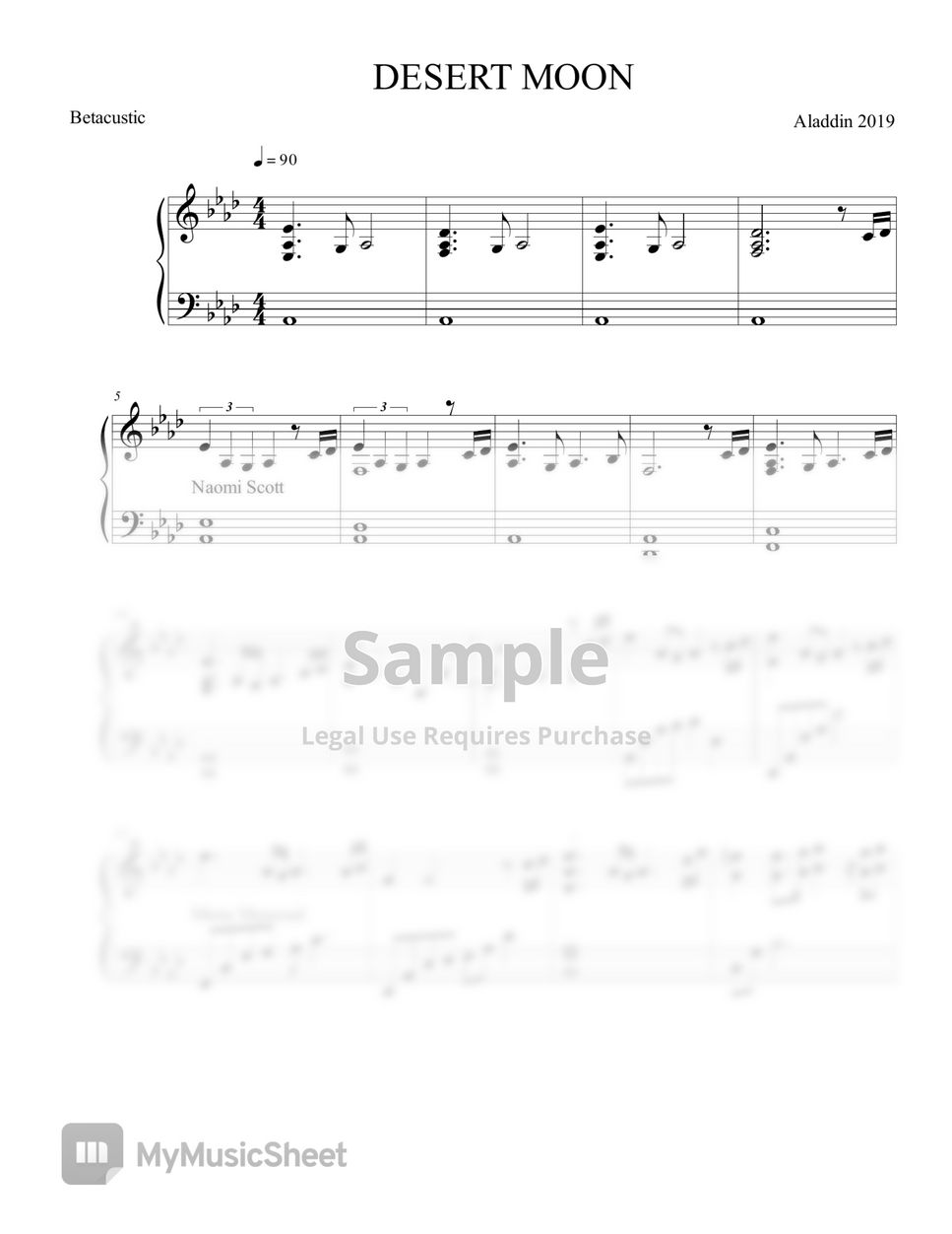 Desert Moon - Mena Massoud, Naomi Scott (Aladdin) Sheet Music