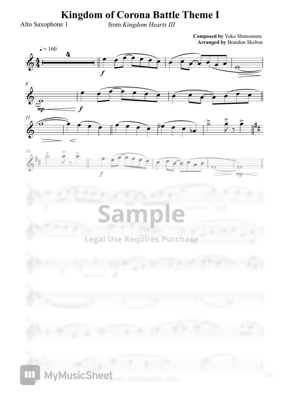 Kingdom Hearts III - Kingdom of Corona Battle Theme I (Parts) Sheets by ...