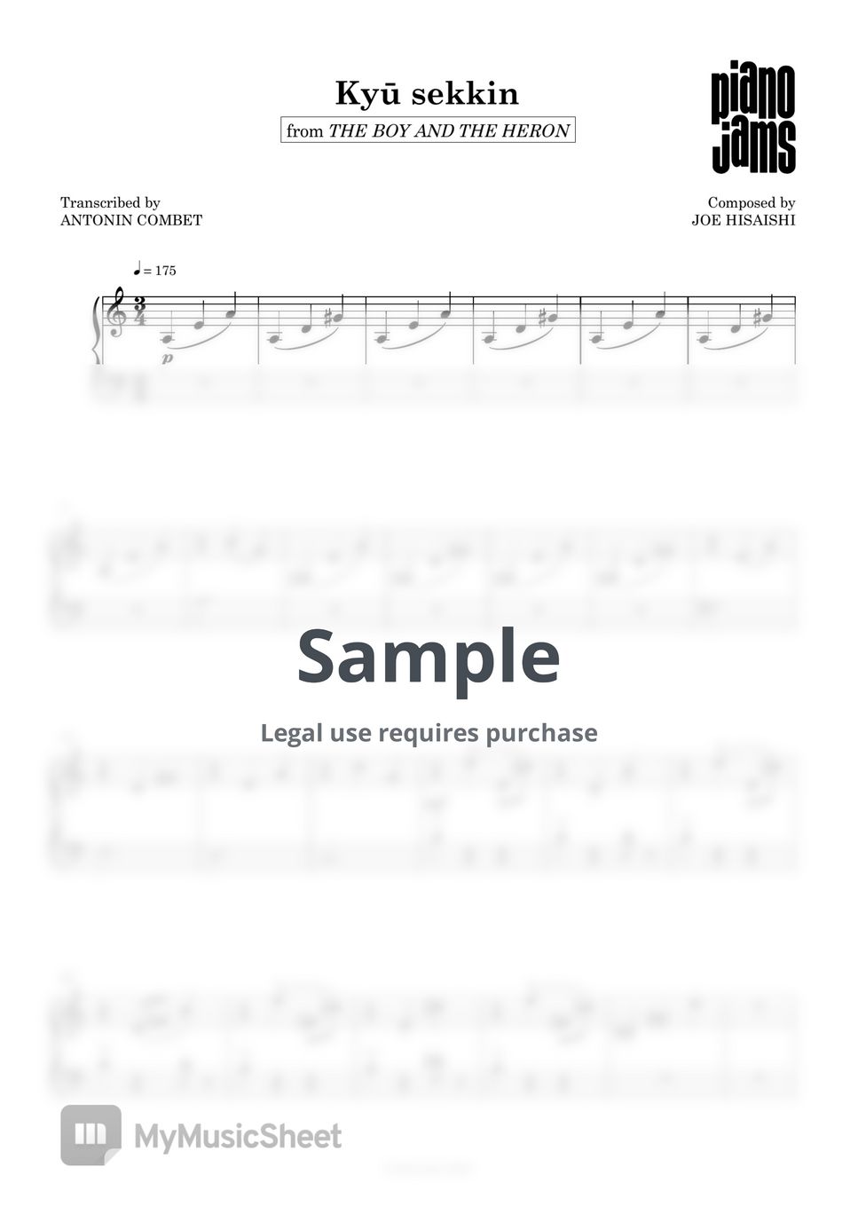 Joe Hisaishi - Kyū sekkin (The Boy and the Heron) Sheets by PianoJams