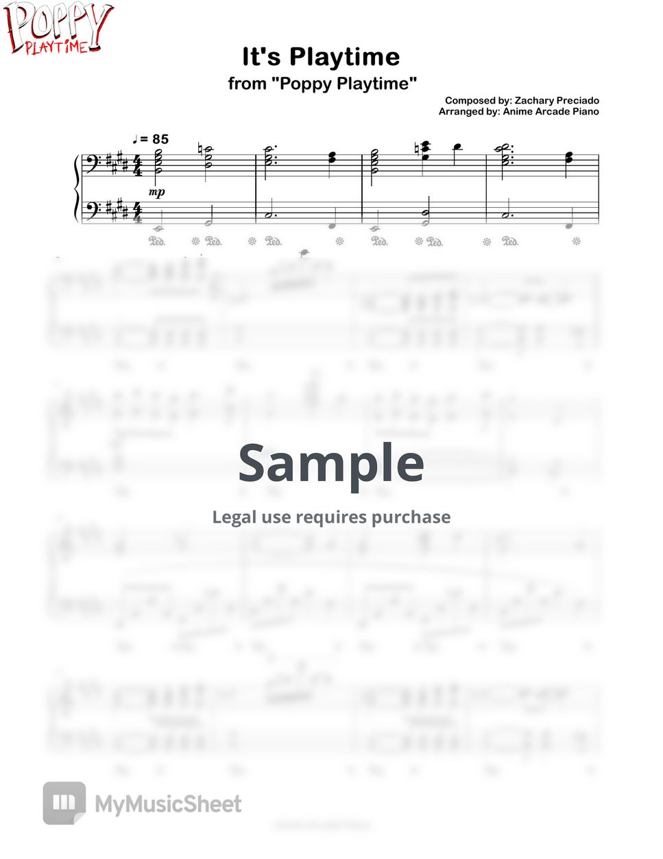 Zachary Preciado - POPPY PLAYTIME - It's Playtime Sheet Music by Anime ...
